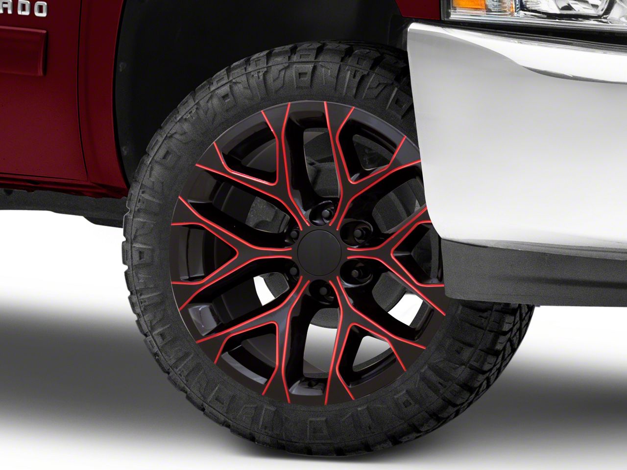 Performance Replicas Silverado 1500 PR177 Gloss Black Red Milled 6-Lug ...