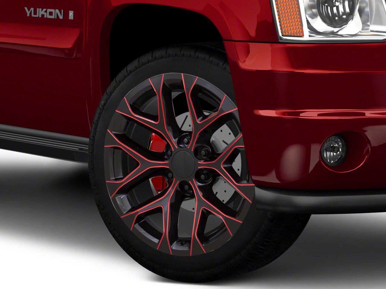 Performance Replicas Yukon PR177 Gloss Black Red Milled 6-Lug Wheel ...