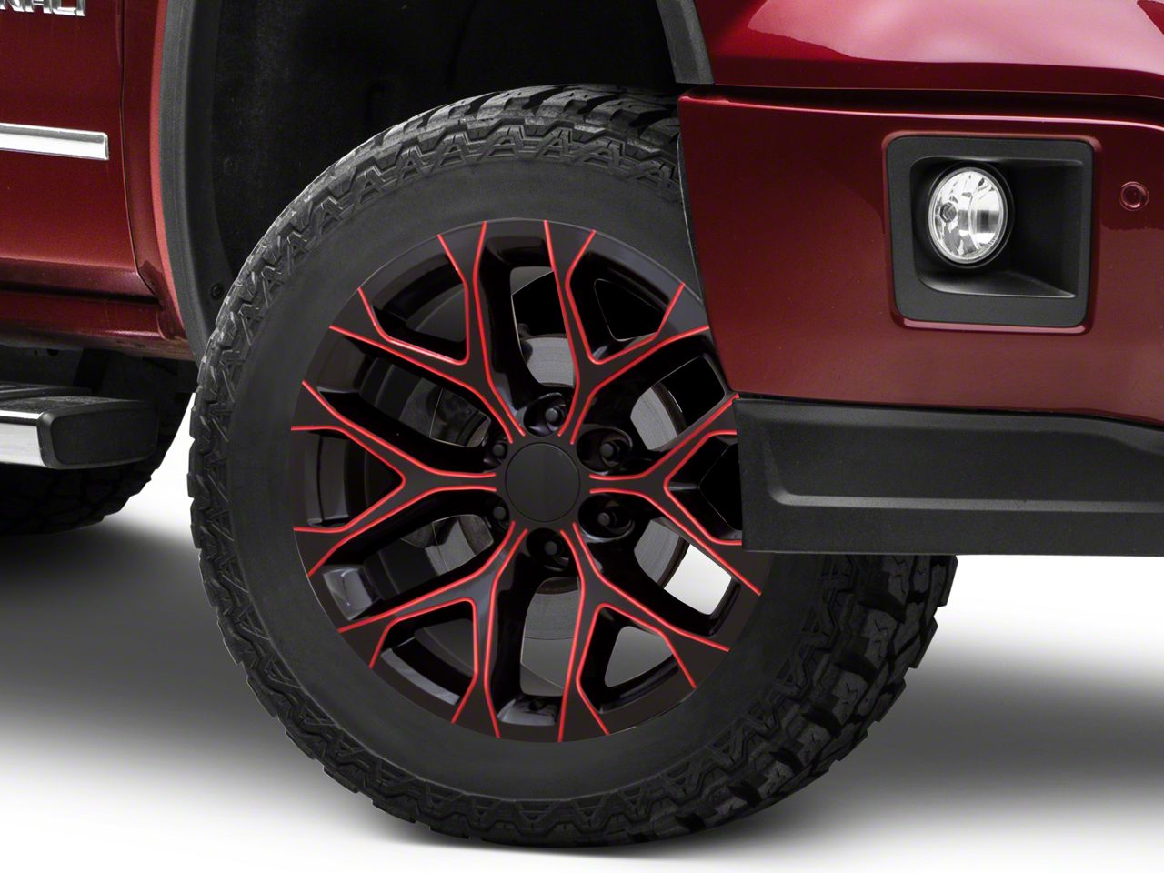 Sierra 1500 PR177 Gloss Black Red Milled 6-Lug Wheel; 20x9; 24mm Offset ...