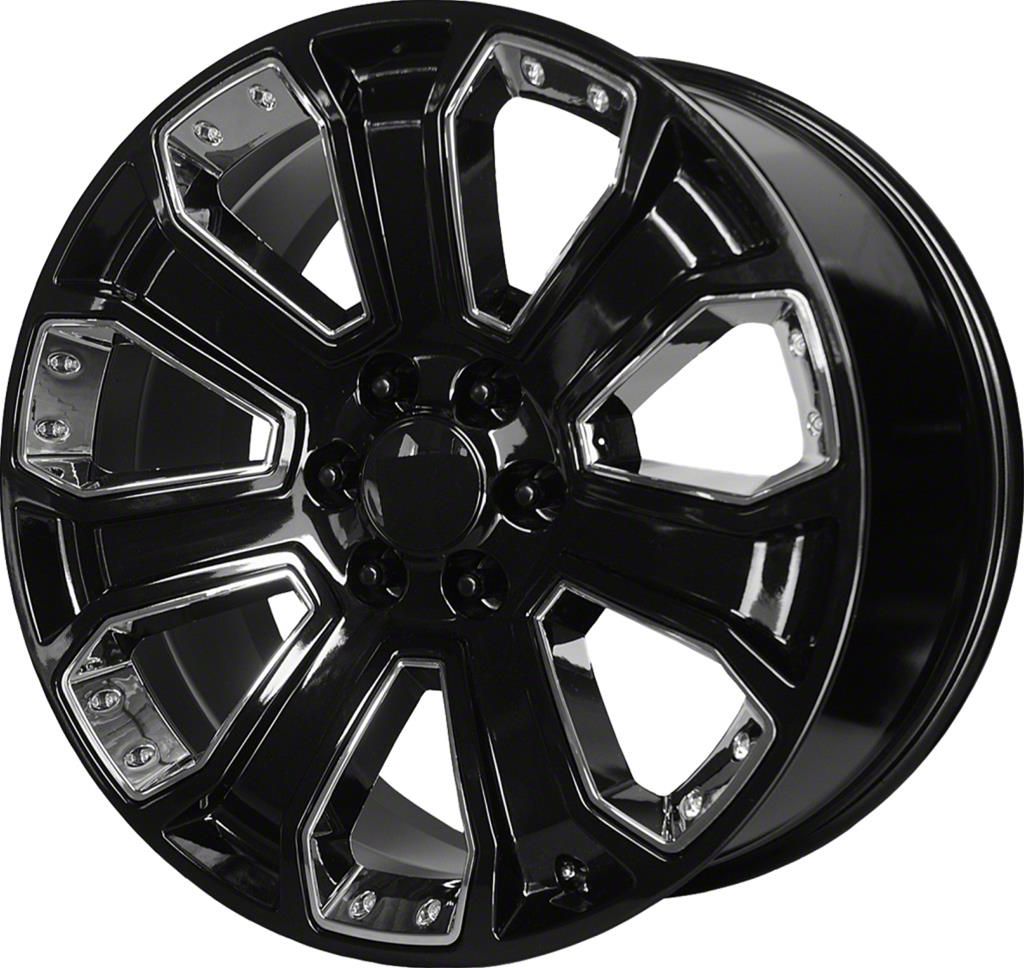 Silverado 1500 PR113 Gloss Black with Chrome Accents 6-Lug Wheel; 20x9 ...