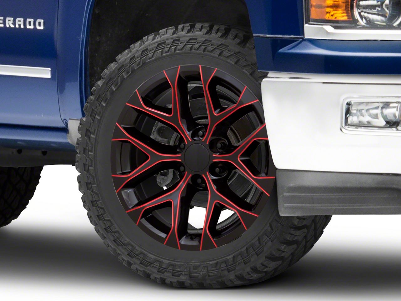 Silverado 1500 PR177 Gloss Black Red Milled 6-Lug Wheel; 22x9; 24mm ...