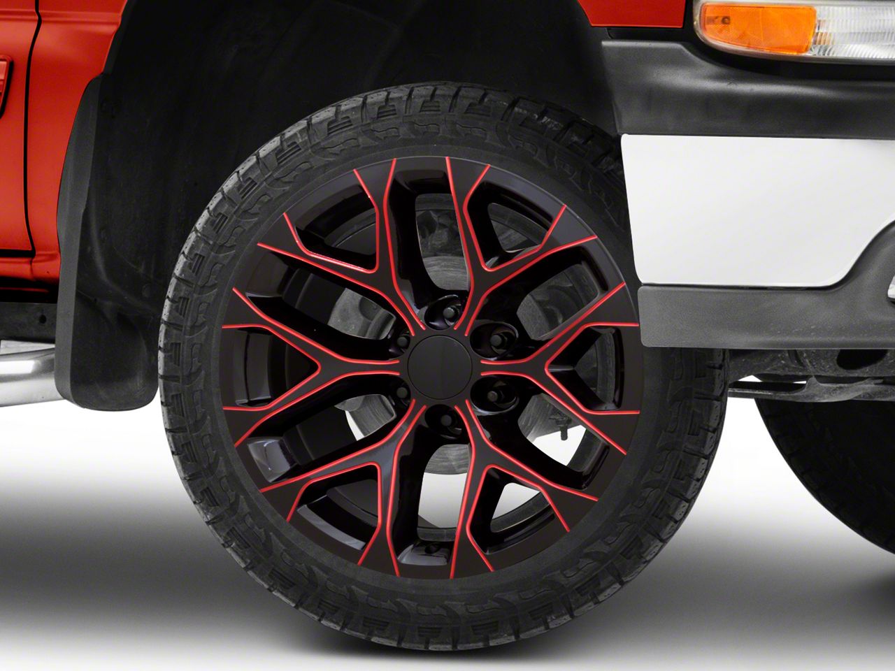 Performance Replicas Silverado 1500 PR177 Gloss Black Red Milled 6-Lug Wheel; 22x9; 24mm Offset ...