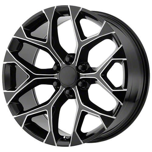 Silverado 1500 PR176 Gloss Black Machined 6-Lug Wheel; 22x9; 24mm ...
