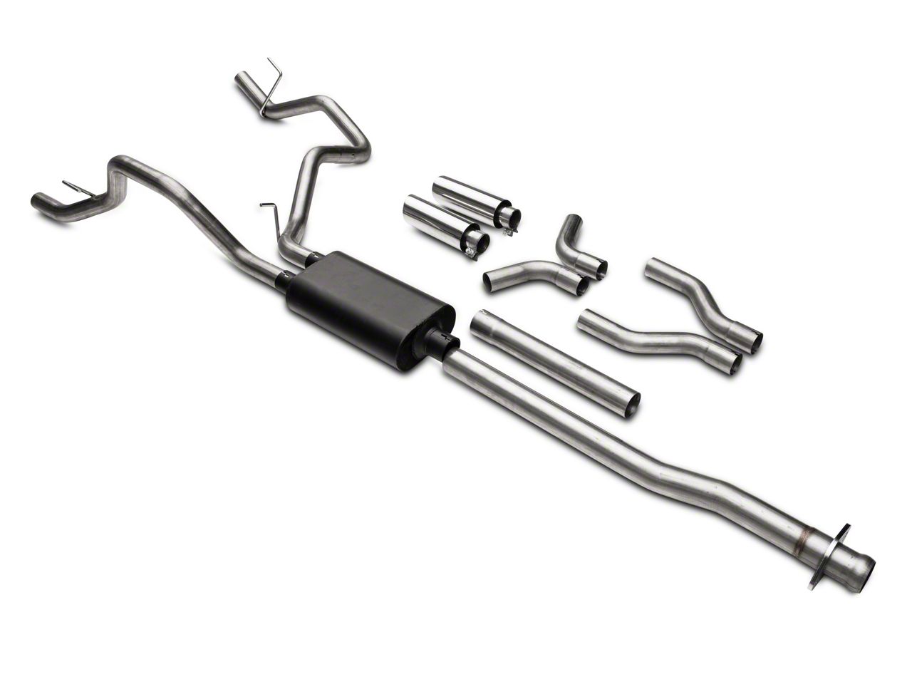 C&L F-150 Dual Exhaust System with Polished Tips; Side/Rear Exit ...