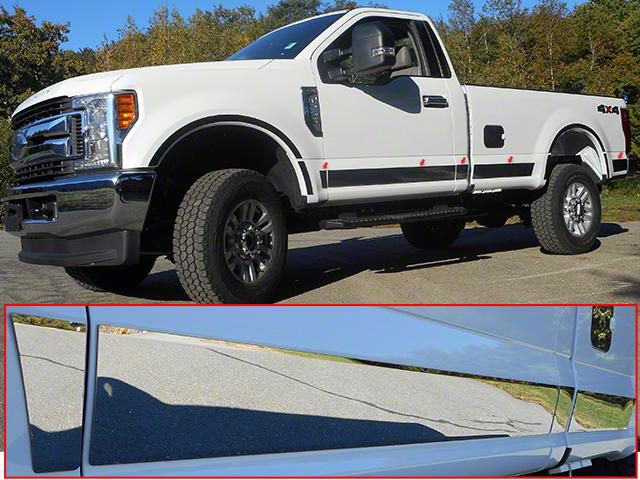 F-350 Super Duty Rocker Panel Trim; Upper Kit; Stainless Steel (17-22 F ...