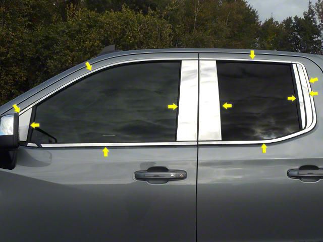 Silverado 1500 22-Piece Window Trim Package; Stainless Steel (19-25 ...