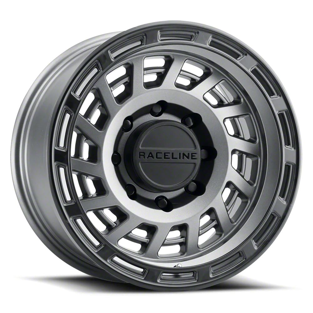Raceline Sierra 1500 Halo Gunmetal with Black Ring 6-Lug Wheel; 18x9 ...