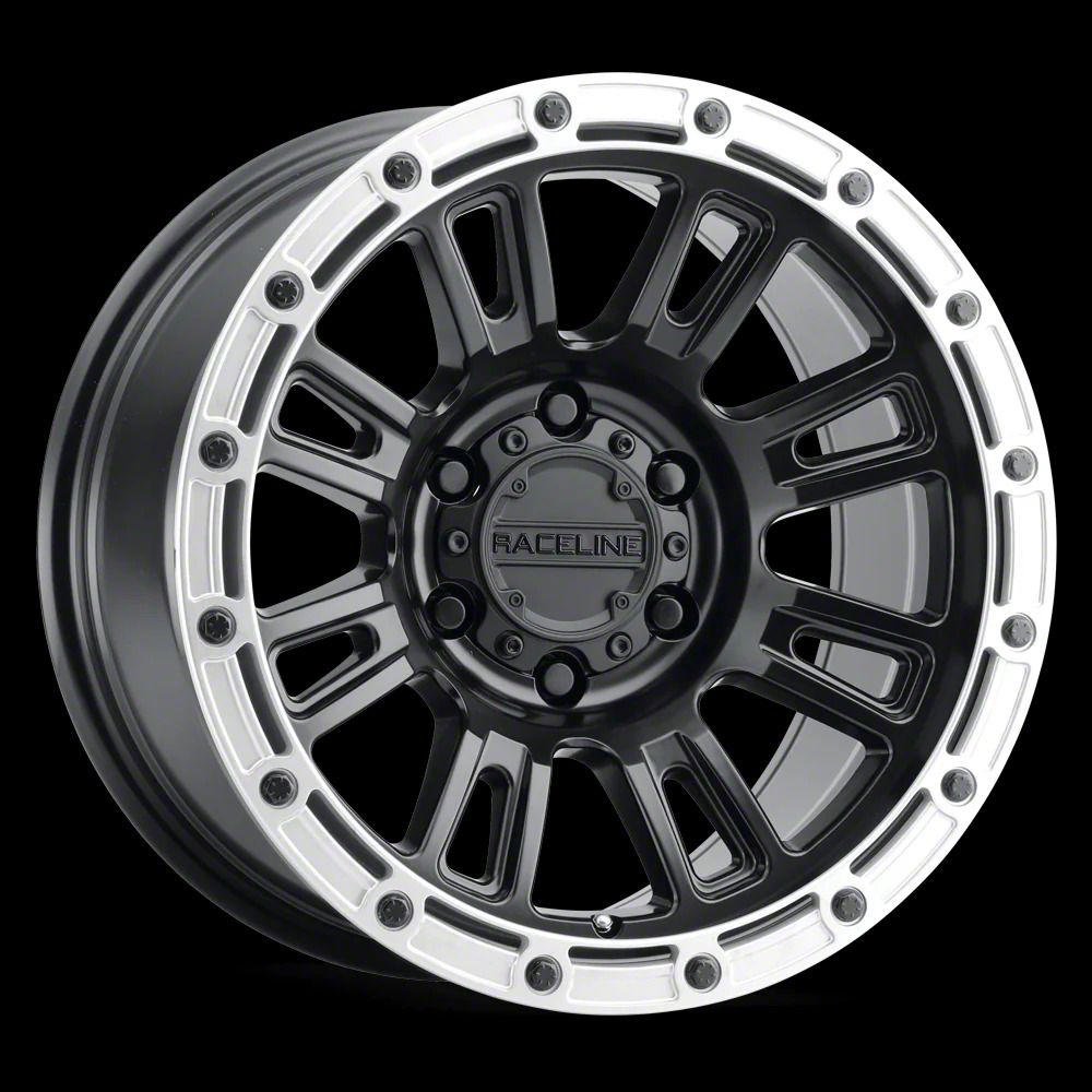 Raceline F-250 Super Duty Compass Black and Silver Lip 8-Lug Wheel ...