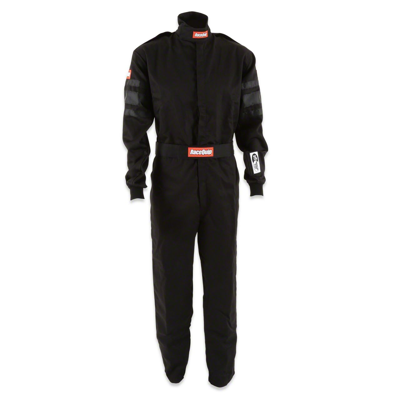 RaceQuip Universal AT One-Piece Single Layer Fire Suit; Black; Large 110005RQP - Free Shipping