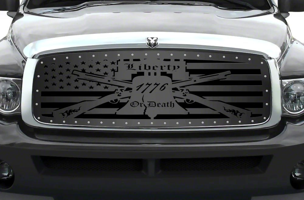 RAM 1500 1-Piece Steel Upper Grille Insert; Liberty Or Death (02-05 RAM ...