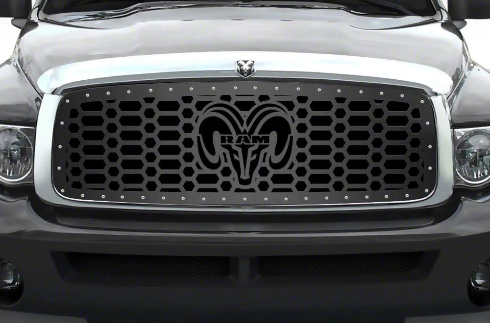 RAM 1500 1-Piece Steel Upper Grille Insert; RAM Head (02-05 RAM 1500 ...