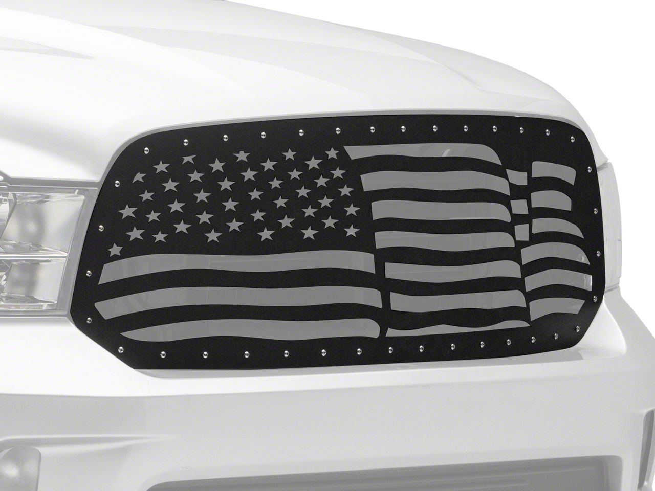 RAM 1500 1-Piece Steel Upper Replacement Grille; American Flag (13-18 ...