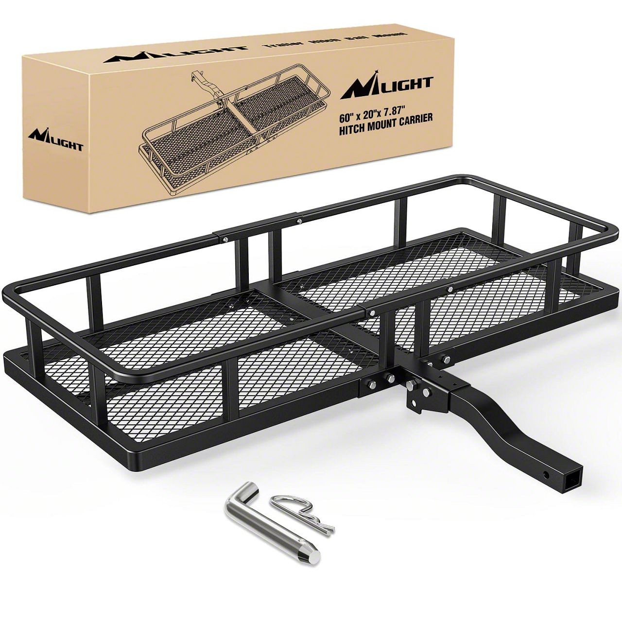 RAM 1500 2-Inch Receiver Hitch Mounted Cargo Carrier; 60-Inch x 20-Inch ...