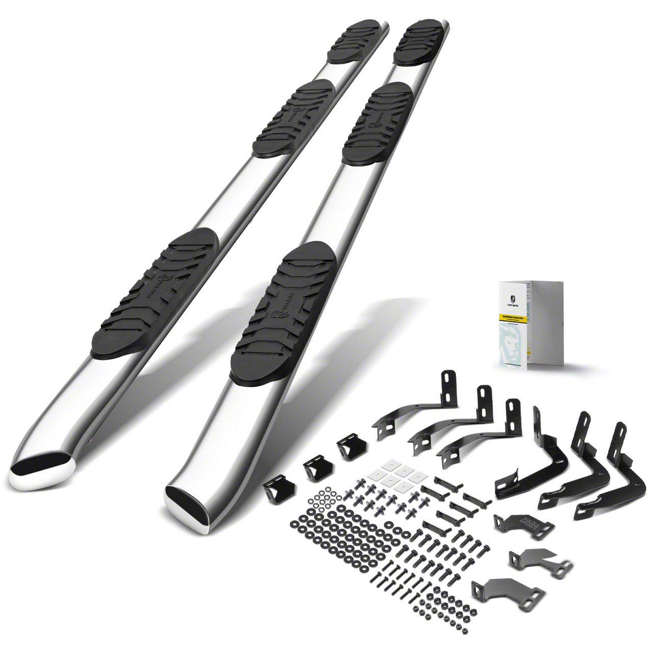 RAM 1500 5-Inch Oval Bent Wheel to Wheel Side Step Bars; Chrome (09-18 ...