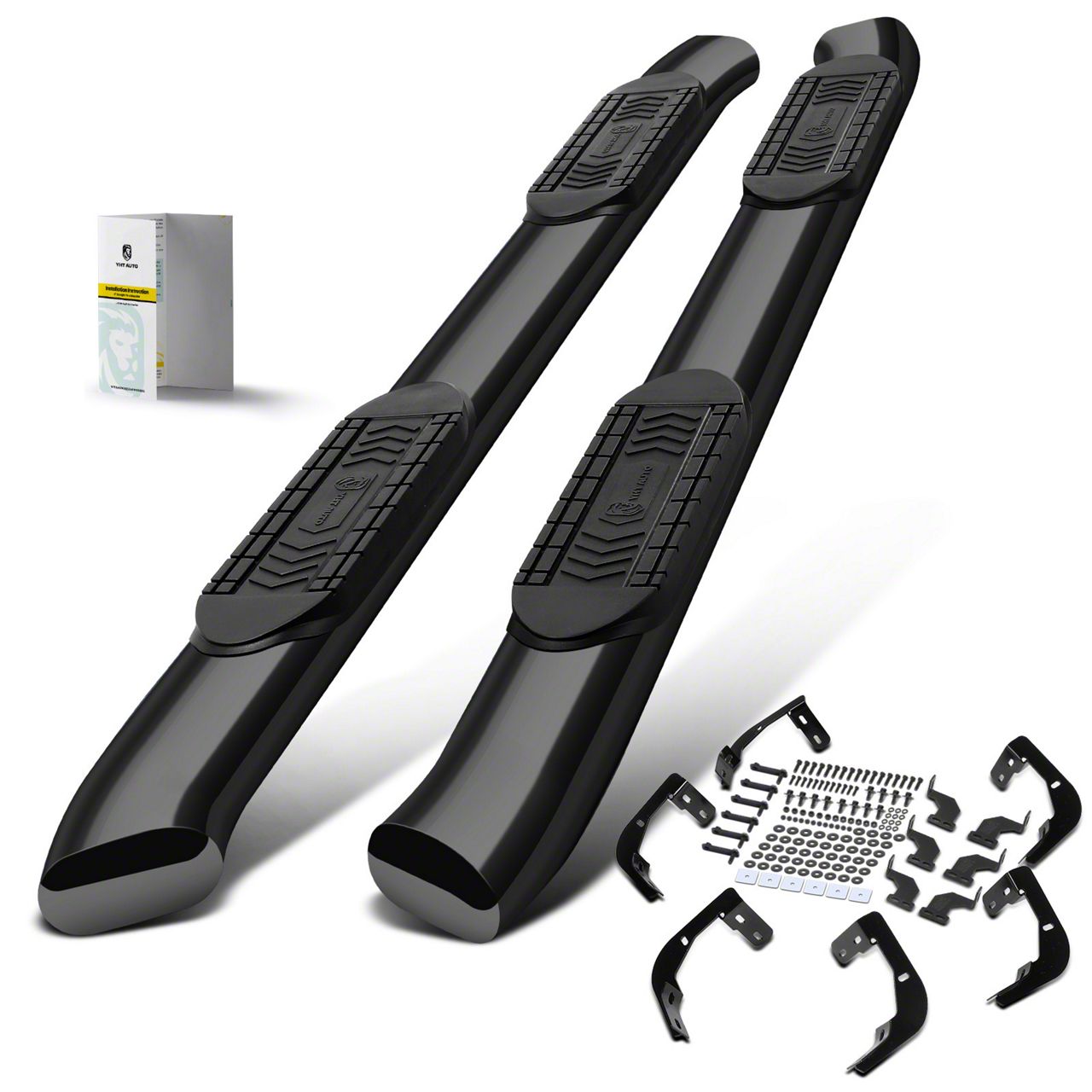 RAM 1500 6-Inch Oval Bent Side Step Bars; Black (09-18 RAM 1500 Crew ...