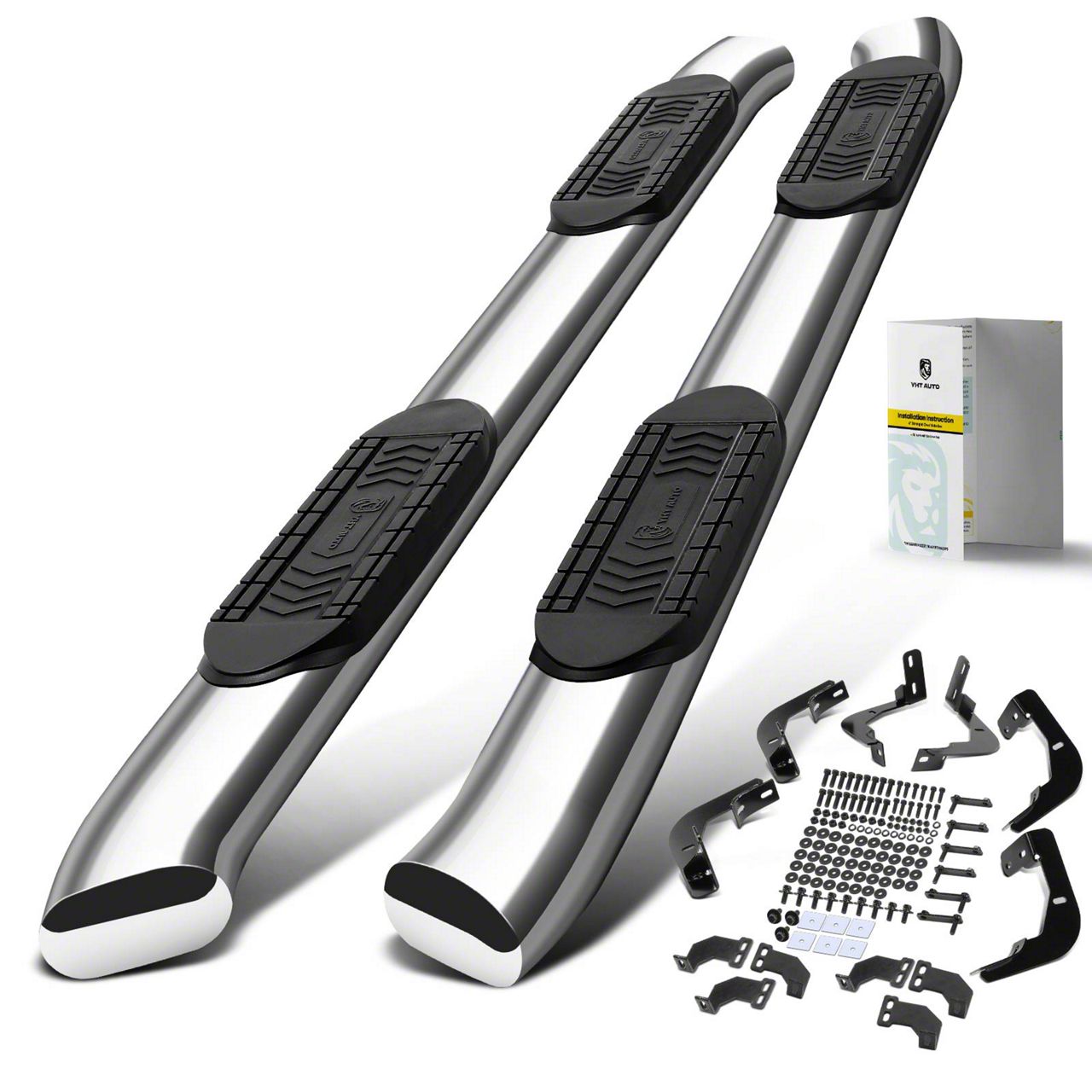 RAM 1500 6-Inch Oval Bent Side Step Bars; Chrome (09-18 RAM 1500 Quad ...