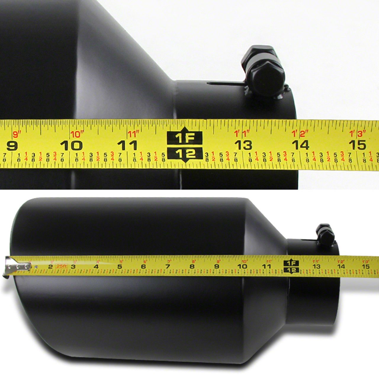 RAM 1500 8-Inch Bolt-On Angled Exhaust Tip; Black (Fits 4-Inch Tailpipe ...