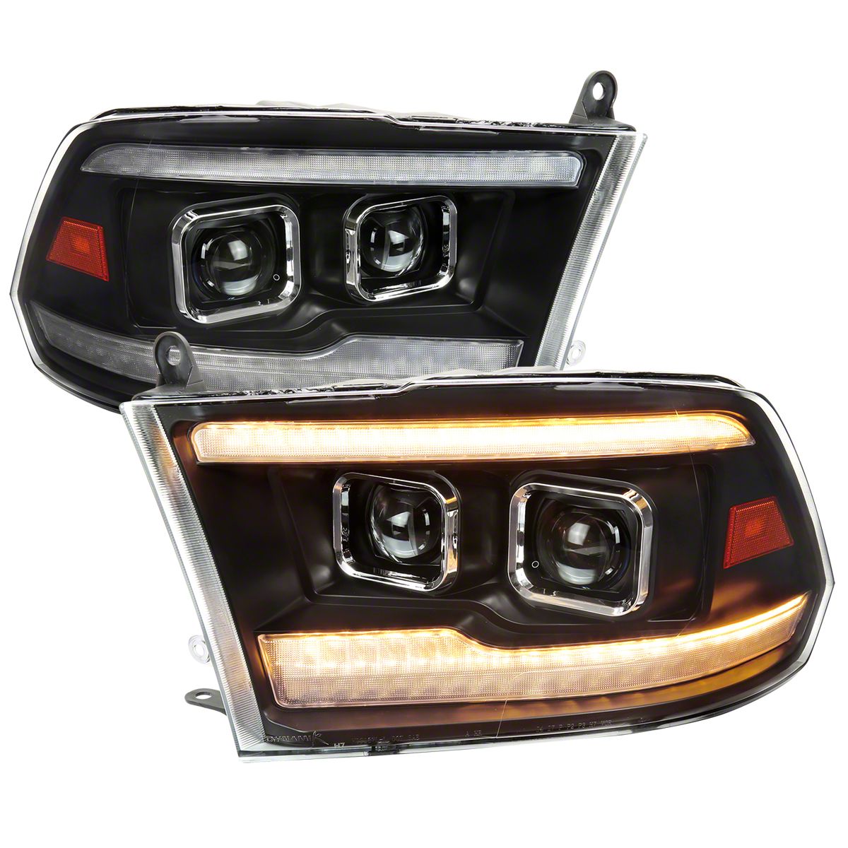 RAM 1500 Amber LED Bar Switchback Sequential Projector Headlights ...