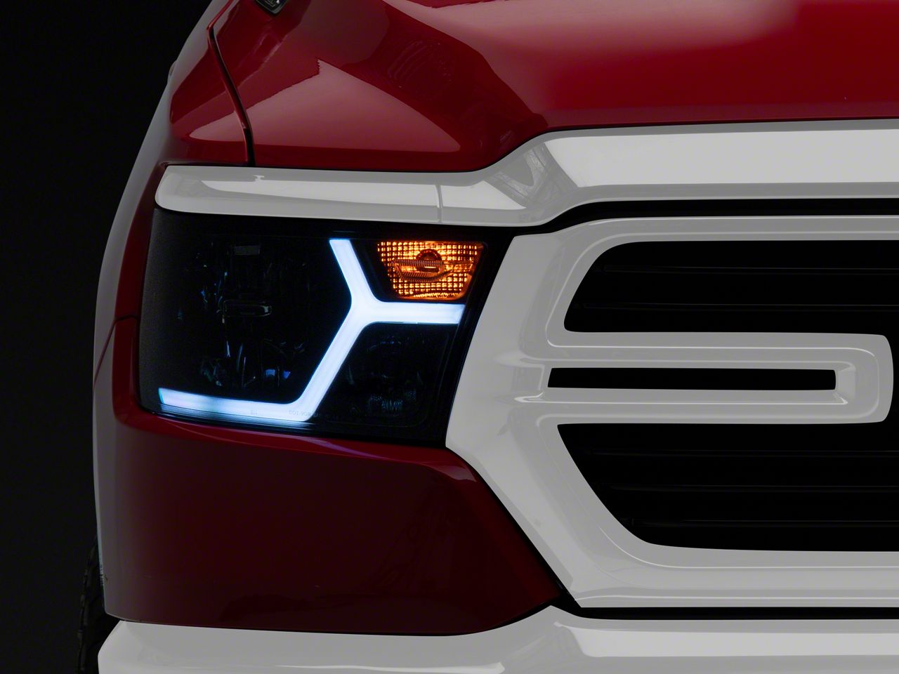 RAM 1500 Animated LED Bar Factory Style Headlights; Matte Black Housing ...