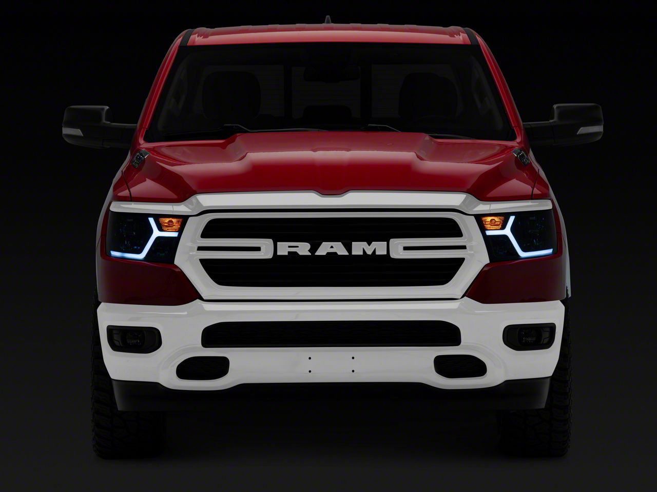 RAM 1500 Animated LED Bar Factory Style Headlights; Matte Black Housing ...