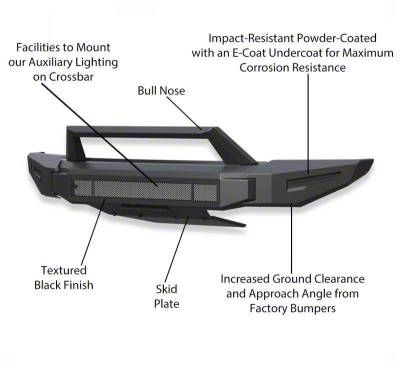 RAM 1500 Armour II Heavy Duty Modular Front Bumper with Bull Nose and ...