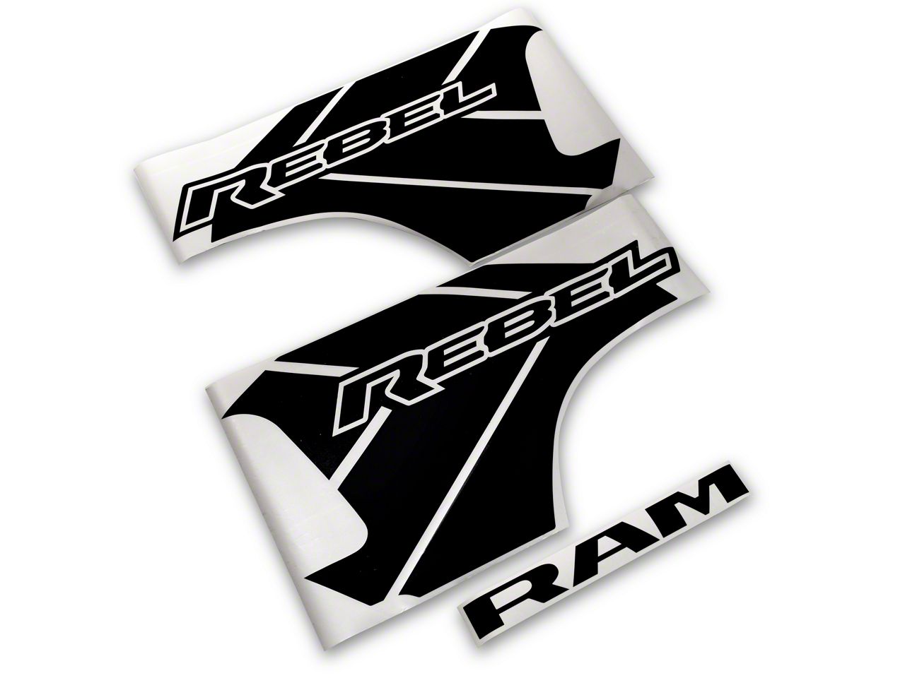 RAM 1500 Bed Graphics with Rebel Logo; Gloss Black (19-26 RAM 1500 ...