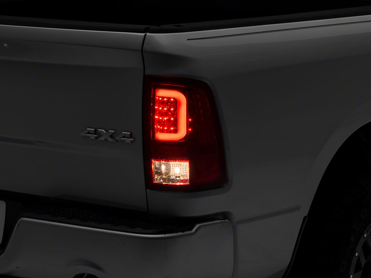 RAM 1500 C-Bar LED Tail Lights; Chrome Housing; Red Lens (09-18 RAM ...