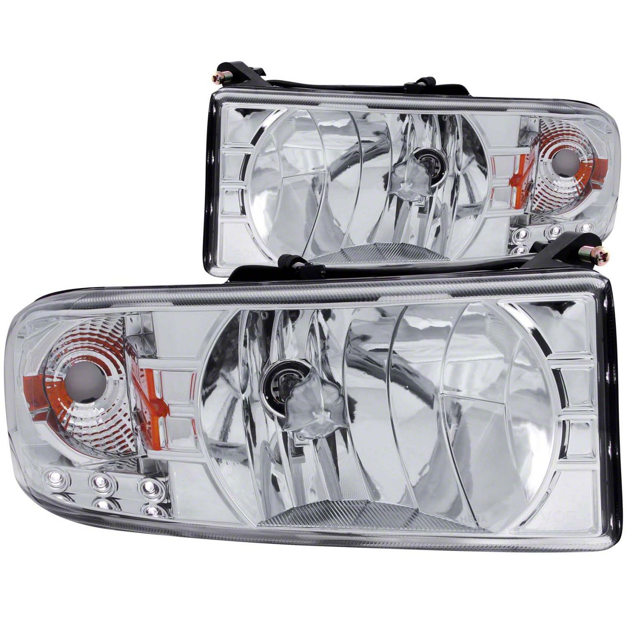 RAM 1500 Crystal Headlights with LED Accent; Chrome Housing; Clear Lens ...