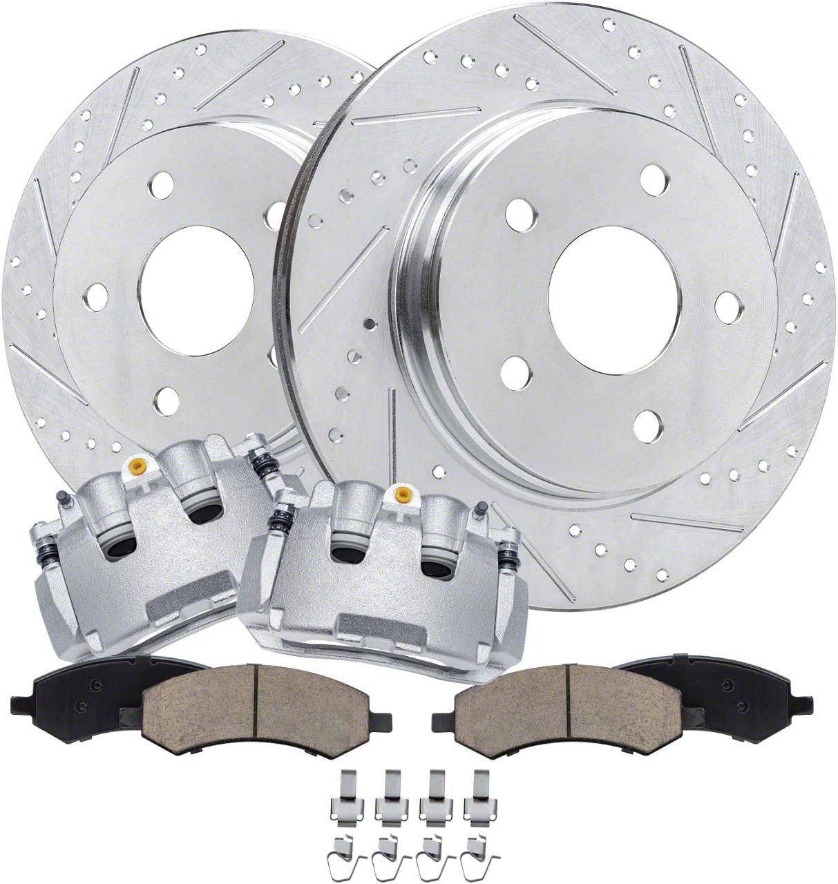 RAM 1500 Drilled and Slotted 5-Lug Brake Rotor, Pad and Caliper Kit ...
