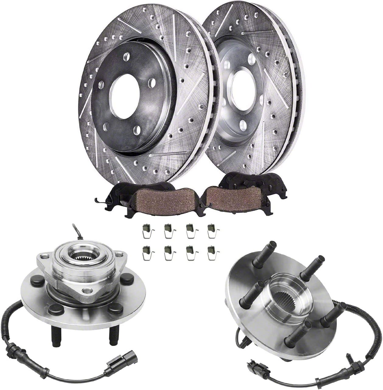 RAM 1500 Drilled and Slotted 5-Lug Brake Rotor, Pad and Wheel Hub ...
