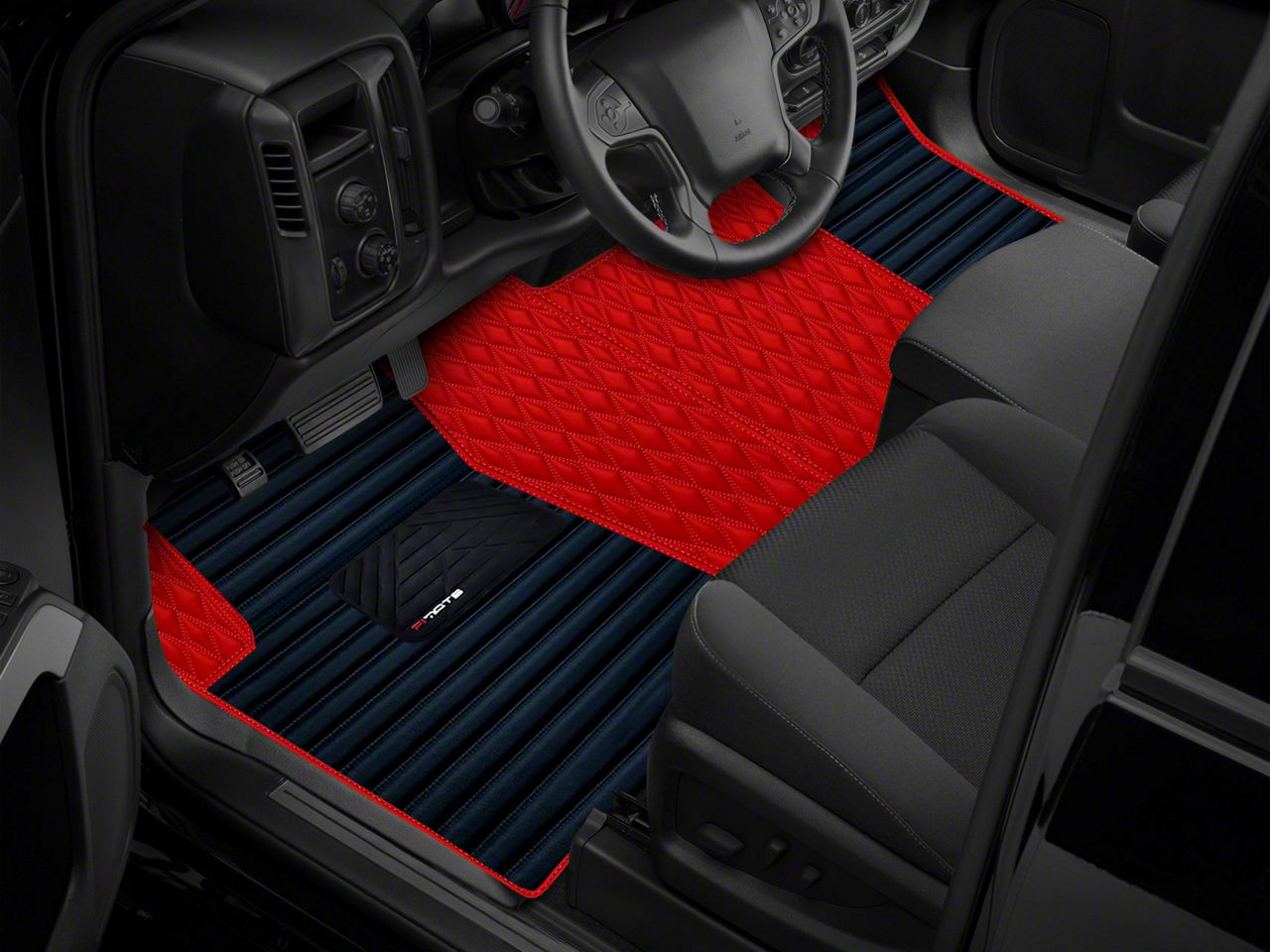 RAM 1500 F1 Hybrid Front and Rear Floor Mats; Full Red (19-24 RAM 1500 ...