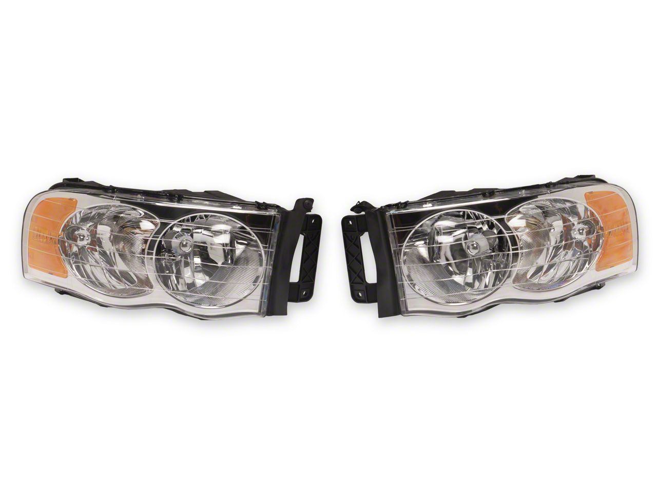 RAM 1500 Headlights with Amber Corners; Chrome Housing; Clear Lens (02 ...