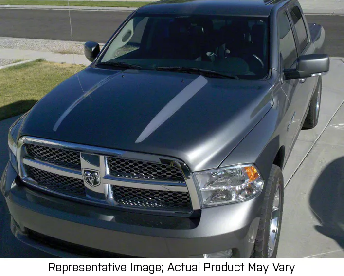 RAM 1500 Hood Spear Stripes; Matte Black (09-18 RAM 1500 w/o Sport Hood ...