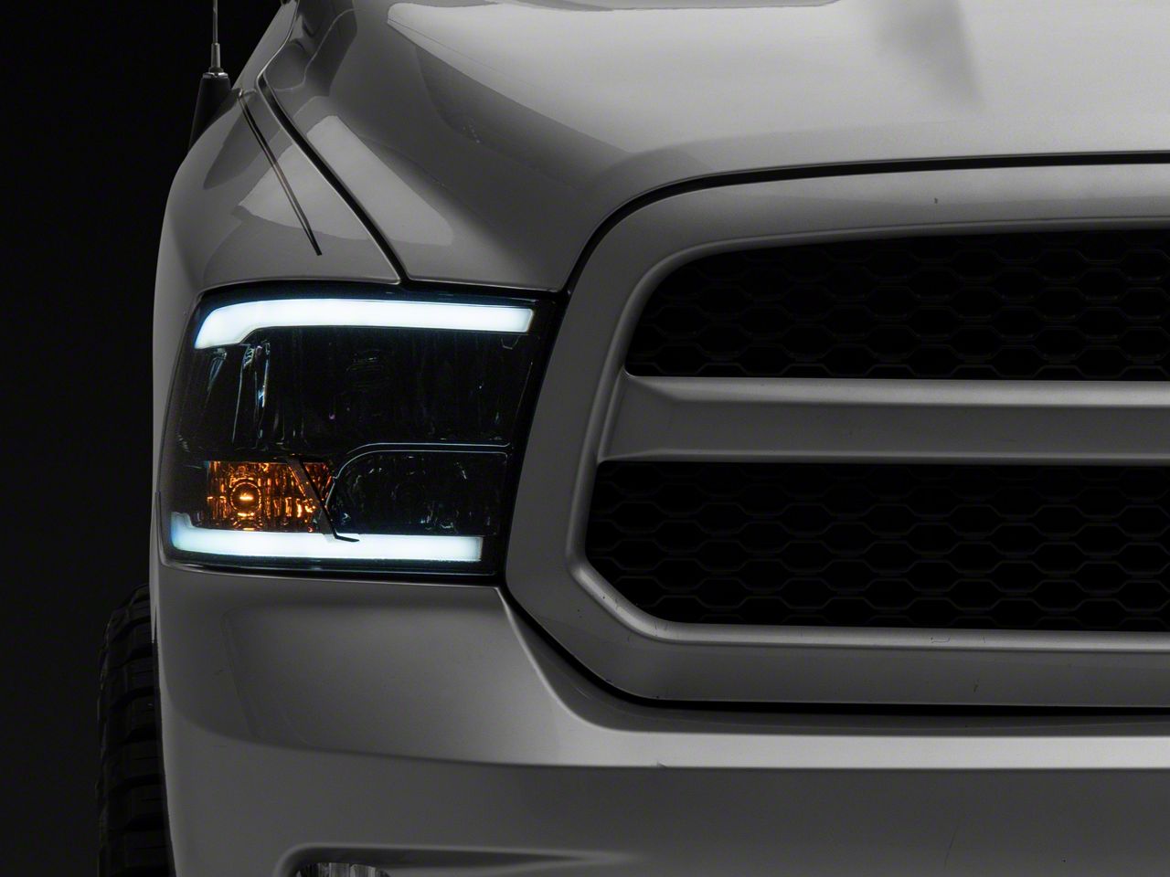 RAM 1500 LED Bar Factory Style Headlights; Chrome Housing; Smoked Lens ...