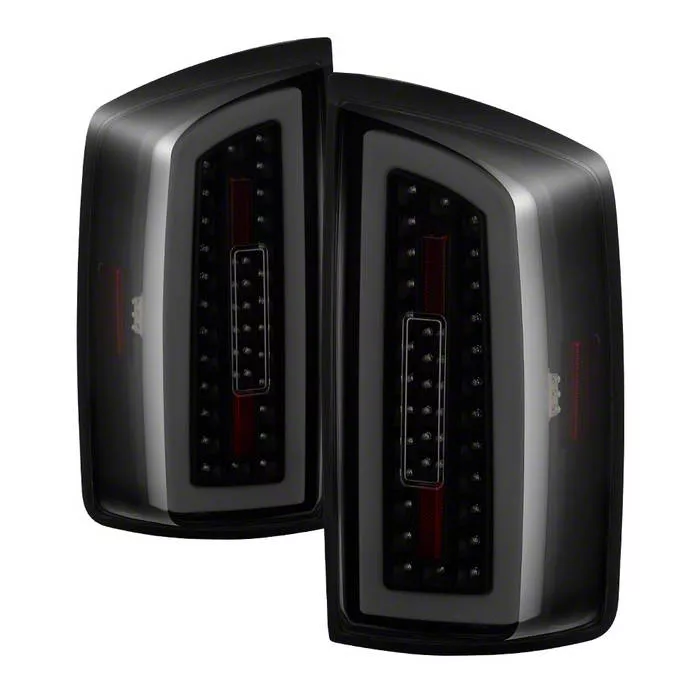 RAM 1500 LED Light Bar Style Tail Lights; Black Housing with Smoked ...