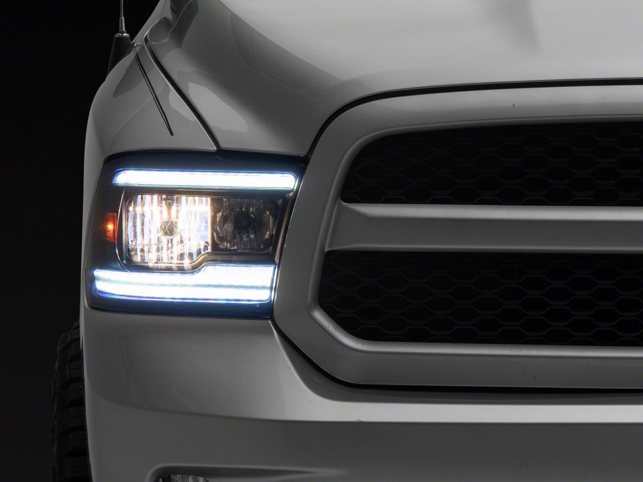 RAM 1500 LED Strip Headlights; Black Housing; Smoked Lens (09-18 RAM ...