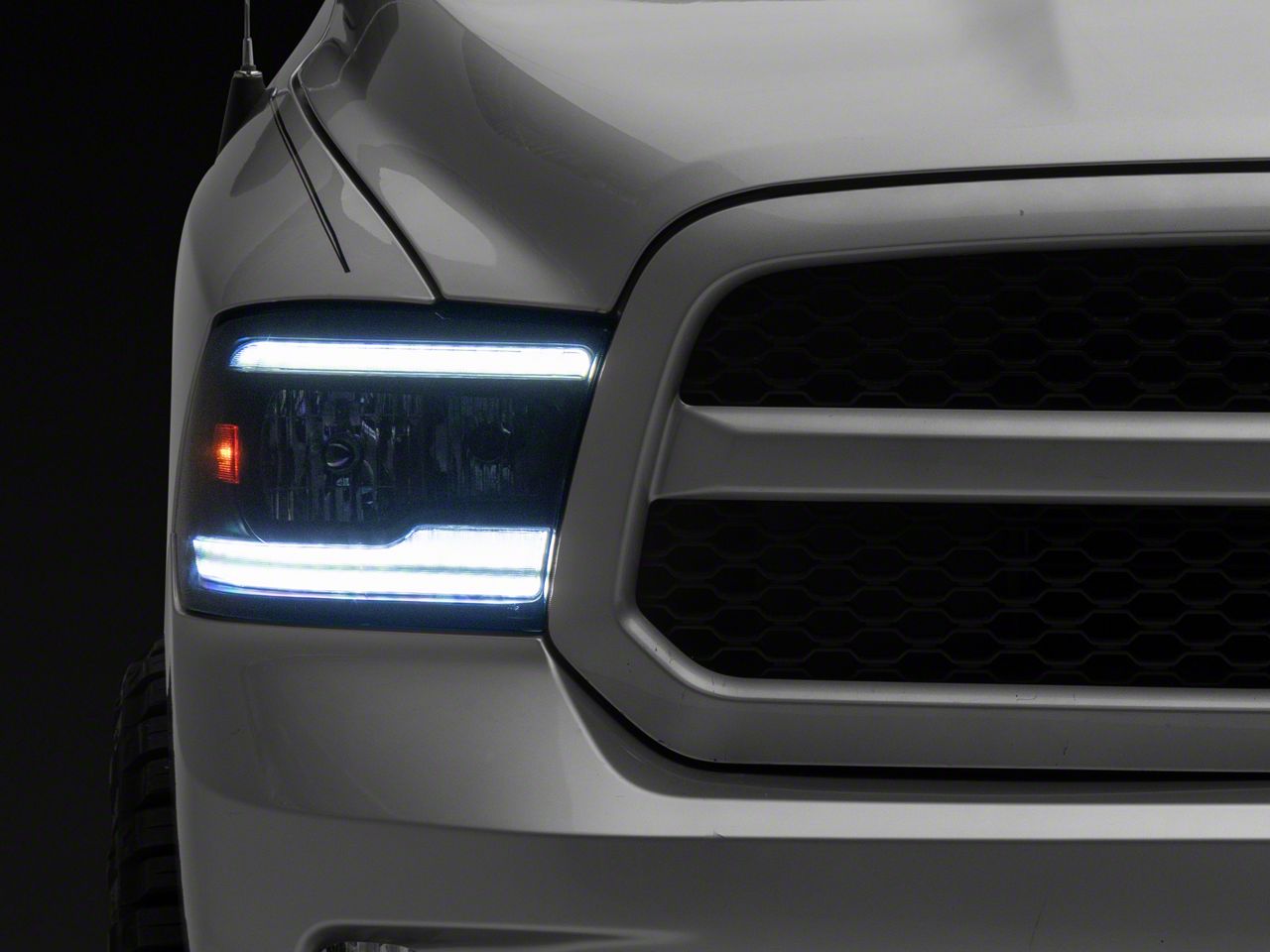 RAM 1500 LED Strip Headlights; Black Housing; Smoked Lens (09-18 RAM ...
