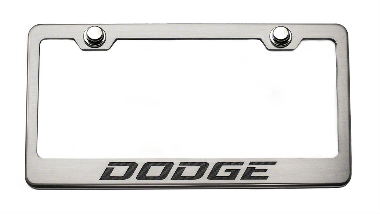 RAM 1500 License Plate Frame with Dodge Logo; Black Carbon Fiber ...