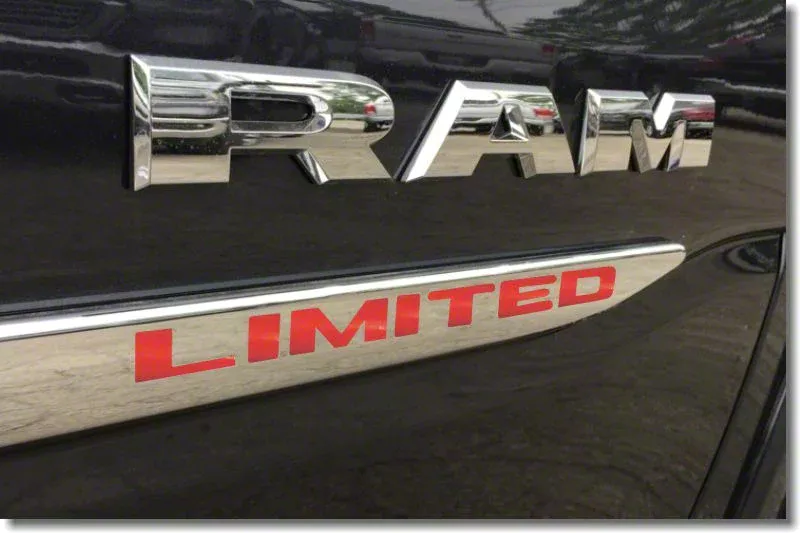 RAM 1500 Limited Front Door Letter Inlay Decals; Gloss Black (19-24 RAM ...