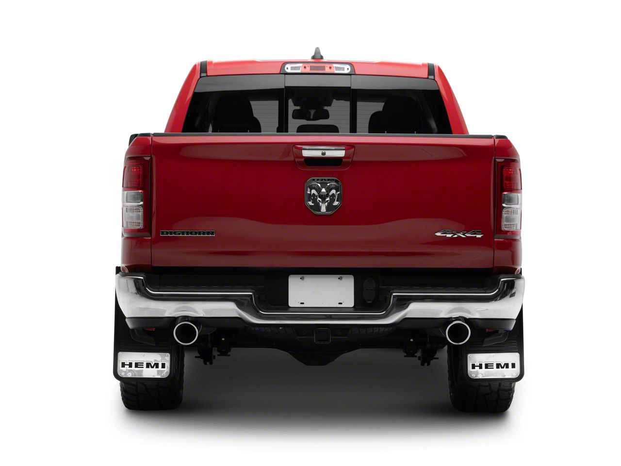 RAM 1500 No-Drill Mud Flaps with HEMI Logo; Rear (19-24 RAM 1500 ...