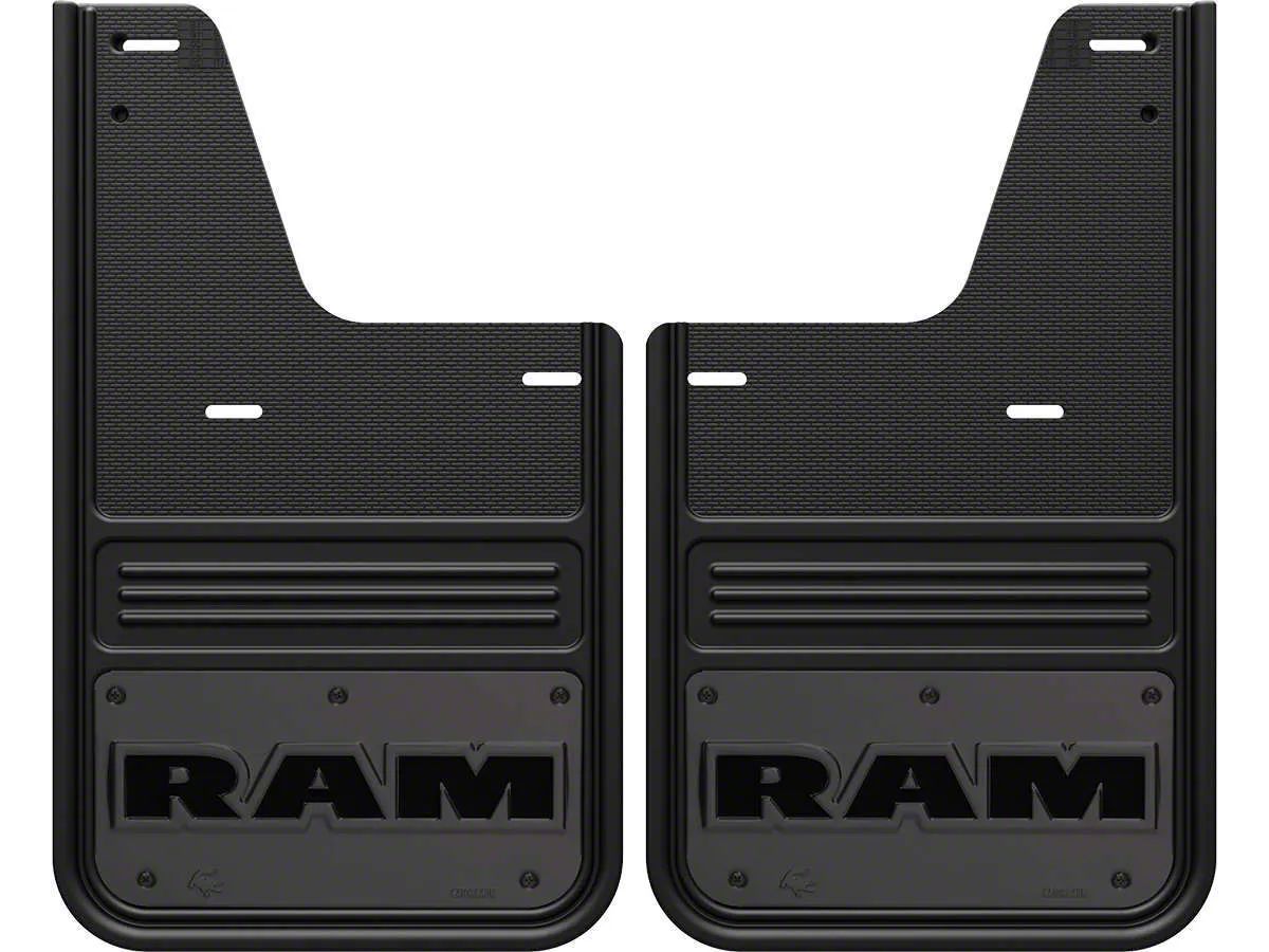 RAM 1500 No-Drill Mud Flaps with RAM Text Logo; Rear (09-18 RAM 1500 ...