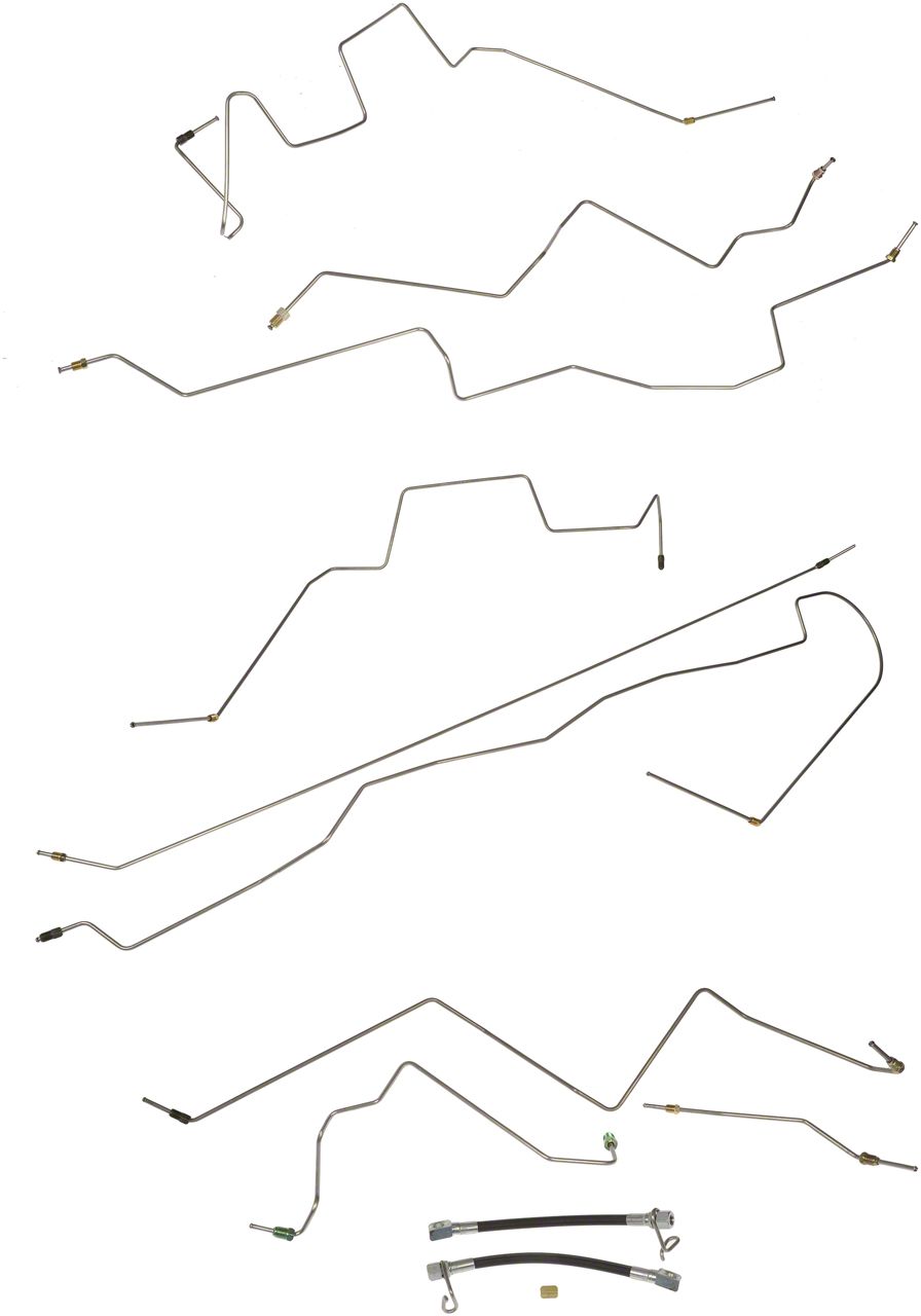 RAM 1500 Pre-Bent Brake Line Kit; Stainless Steel (02-03 4WD RAM 1500 ...