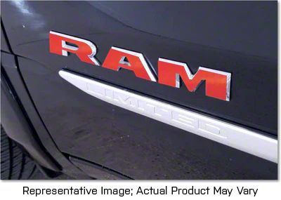 RAM 1500 RAM Front Door Letter Overlay Decals; Gloss Black (19-24 RAM ...
