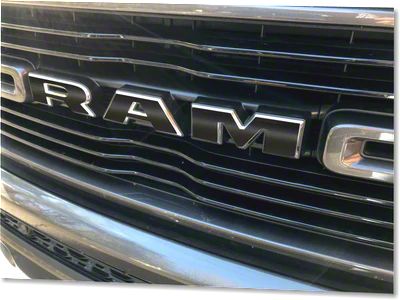 RAM 1500 RAM Grille Letter Overlay Decals; Flat Black (19-24 RAM 1500 ...