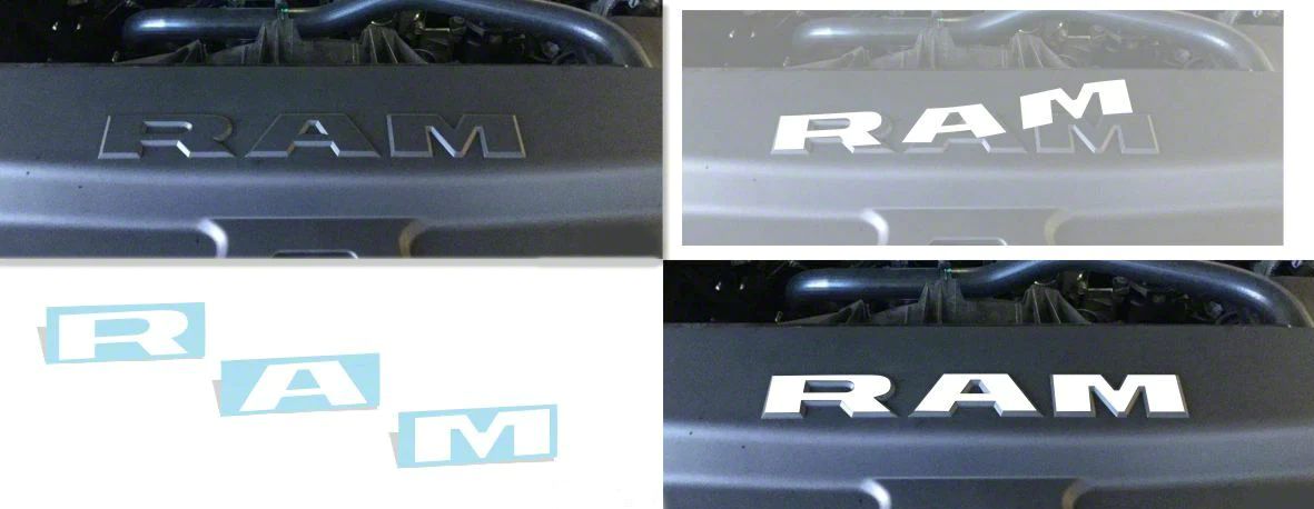 RAM 1500 RAM Radiator Cover Lettering Overlay Decals; Carbon Fiber (19 ...