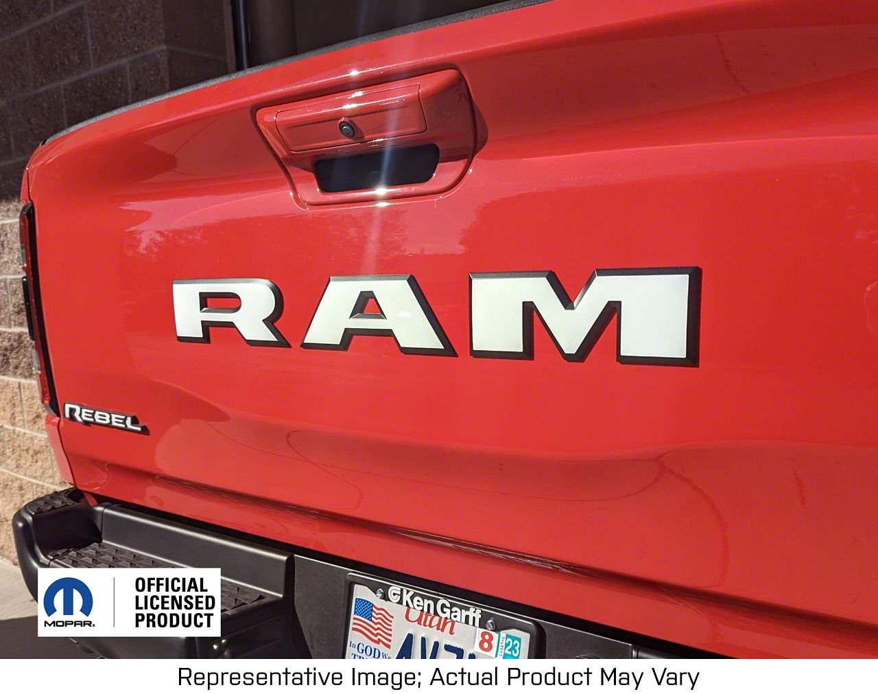 RAM 1500 RAM Tailgate Emblem Overlay Decal; Carbon Fiber Black (19-26 ...