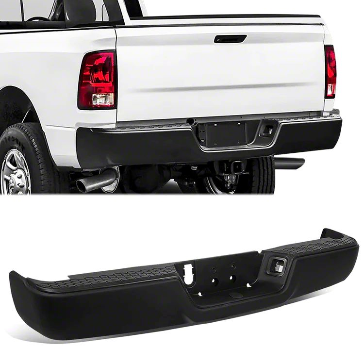 RAM 1500 Rear Bumper; Not Pre-Drilled for Backup Sensors; Black (09-18 ...