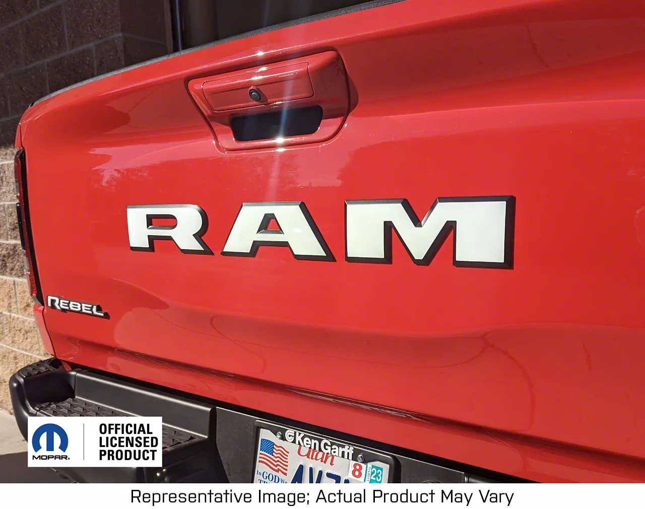 RAM 1500 Rebel Tailgate Emblem Overlay Decal; Carbon Fiber Black (19-26 ...