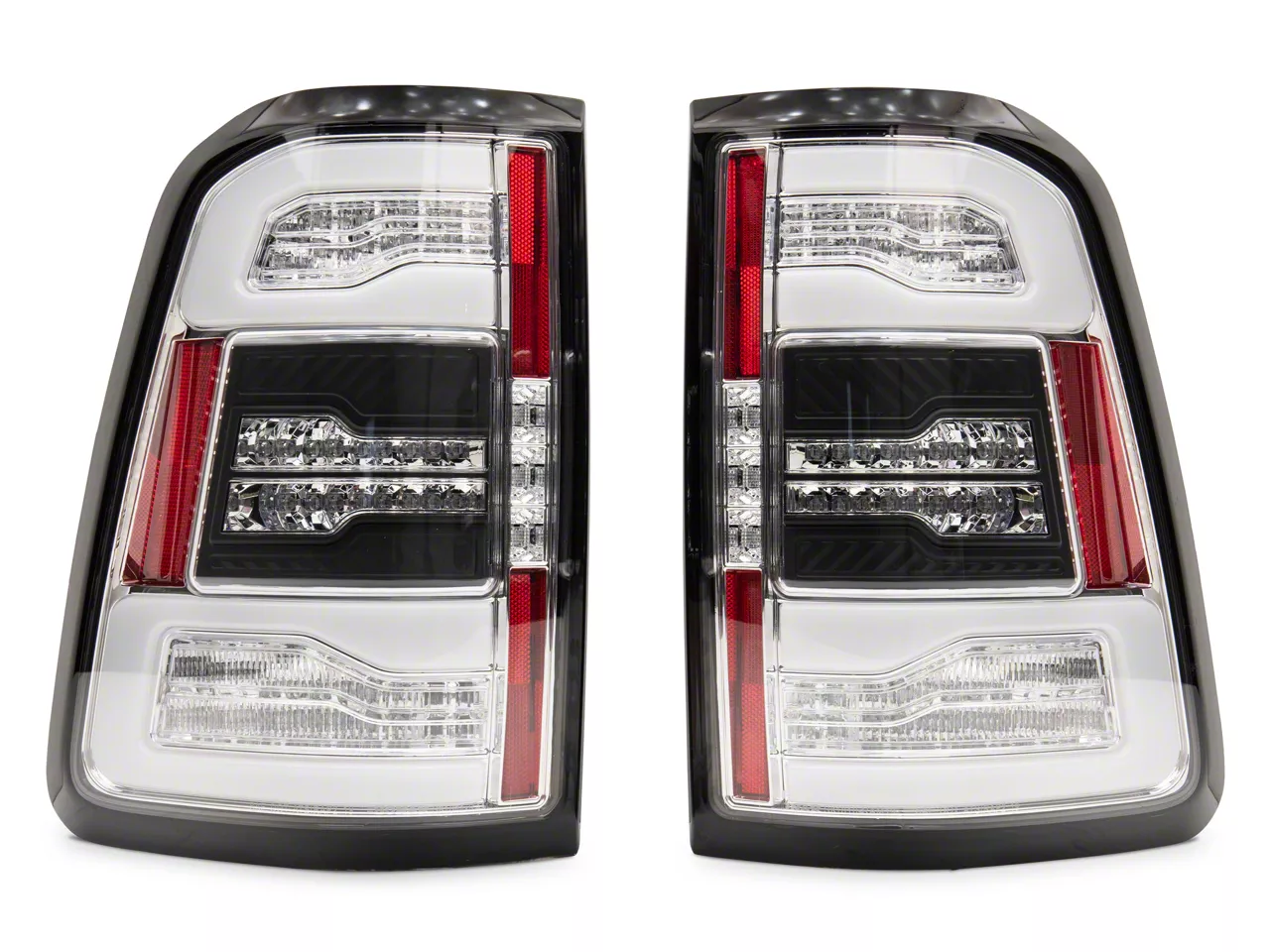 RAM 1500 Sequential LED Tail Lights; Chrome Housing; Clear Lens (19-24 ...