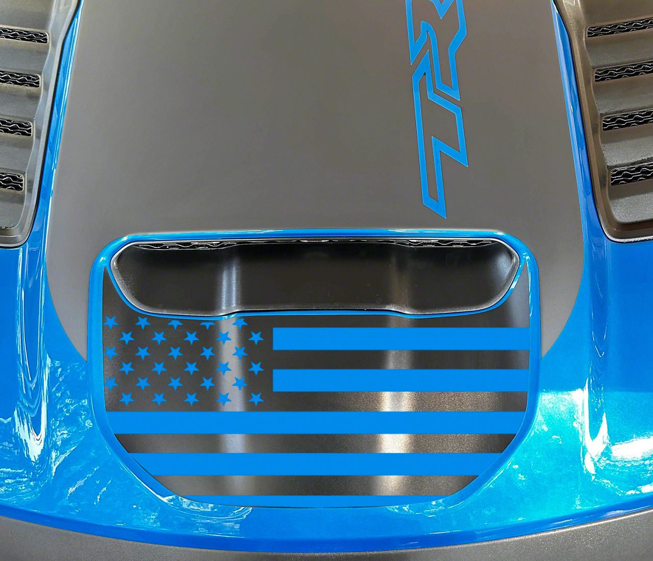 RAM 1500 Small Front Hood Graphic with American Flag Cutout; Matte ...